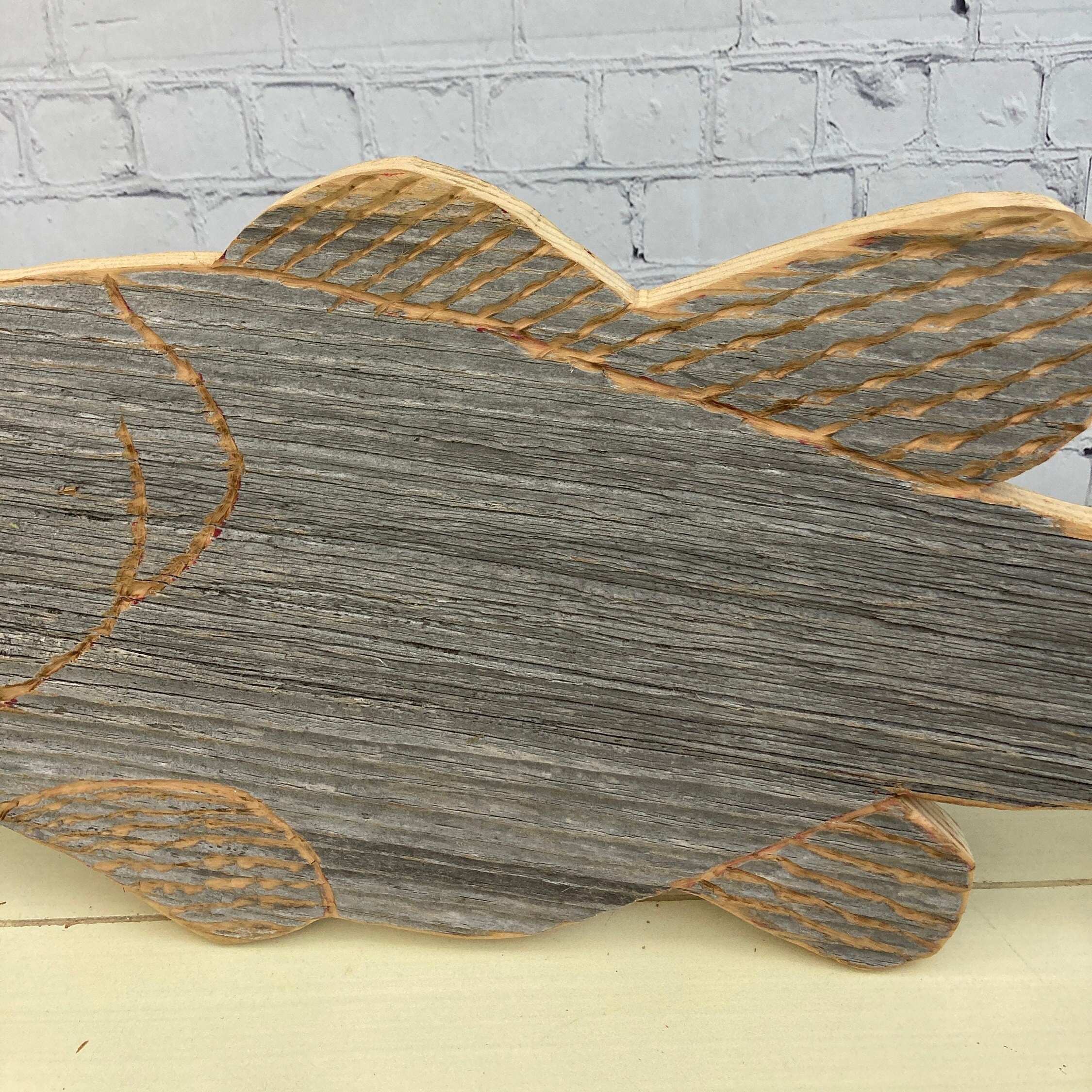 Largemouth Bass Made From Reclaimed Barnwoodhand Carved Folk - Etsy