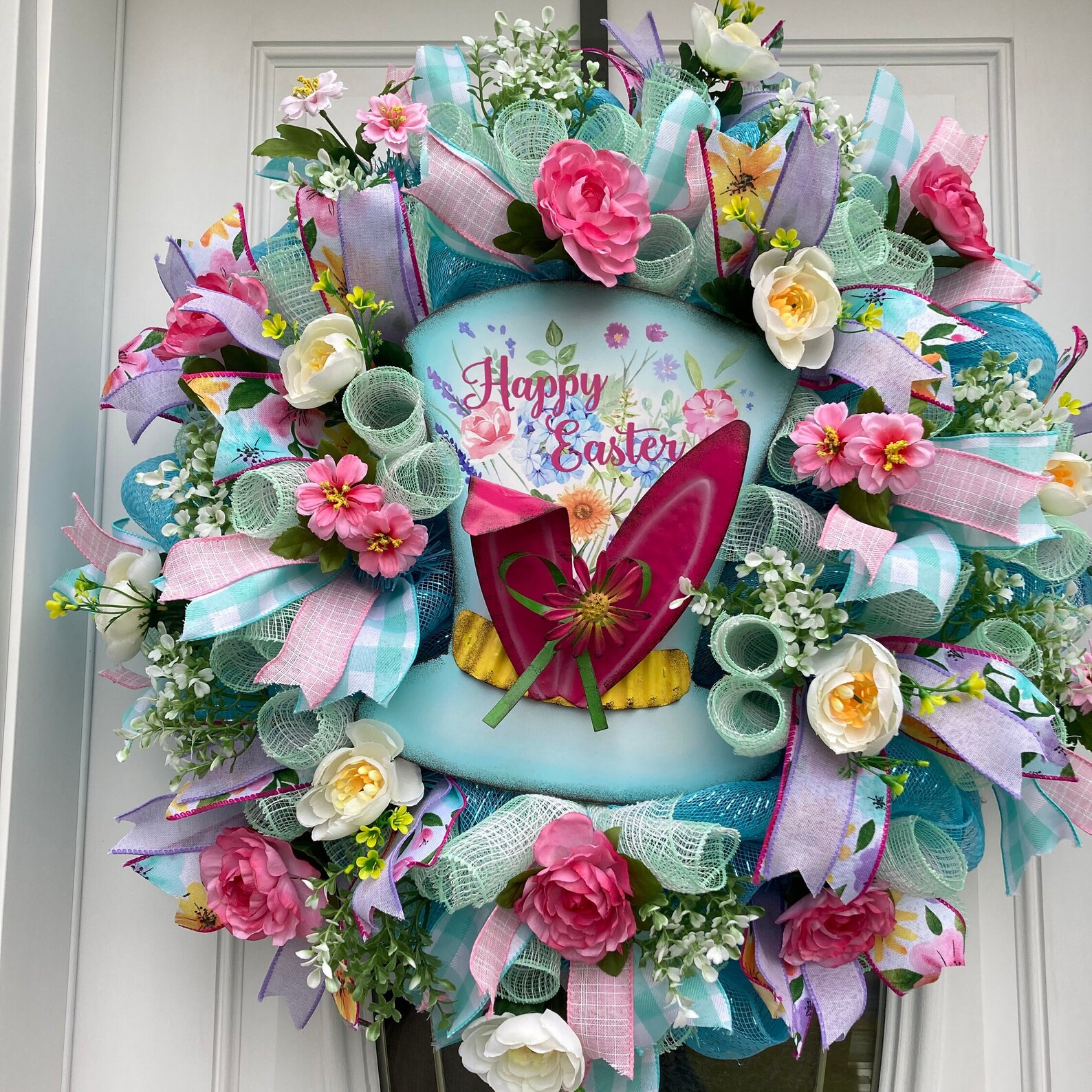 Happy Easter Wreath for Front Door, Extra Large Easter Wreath, Easter ...