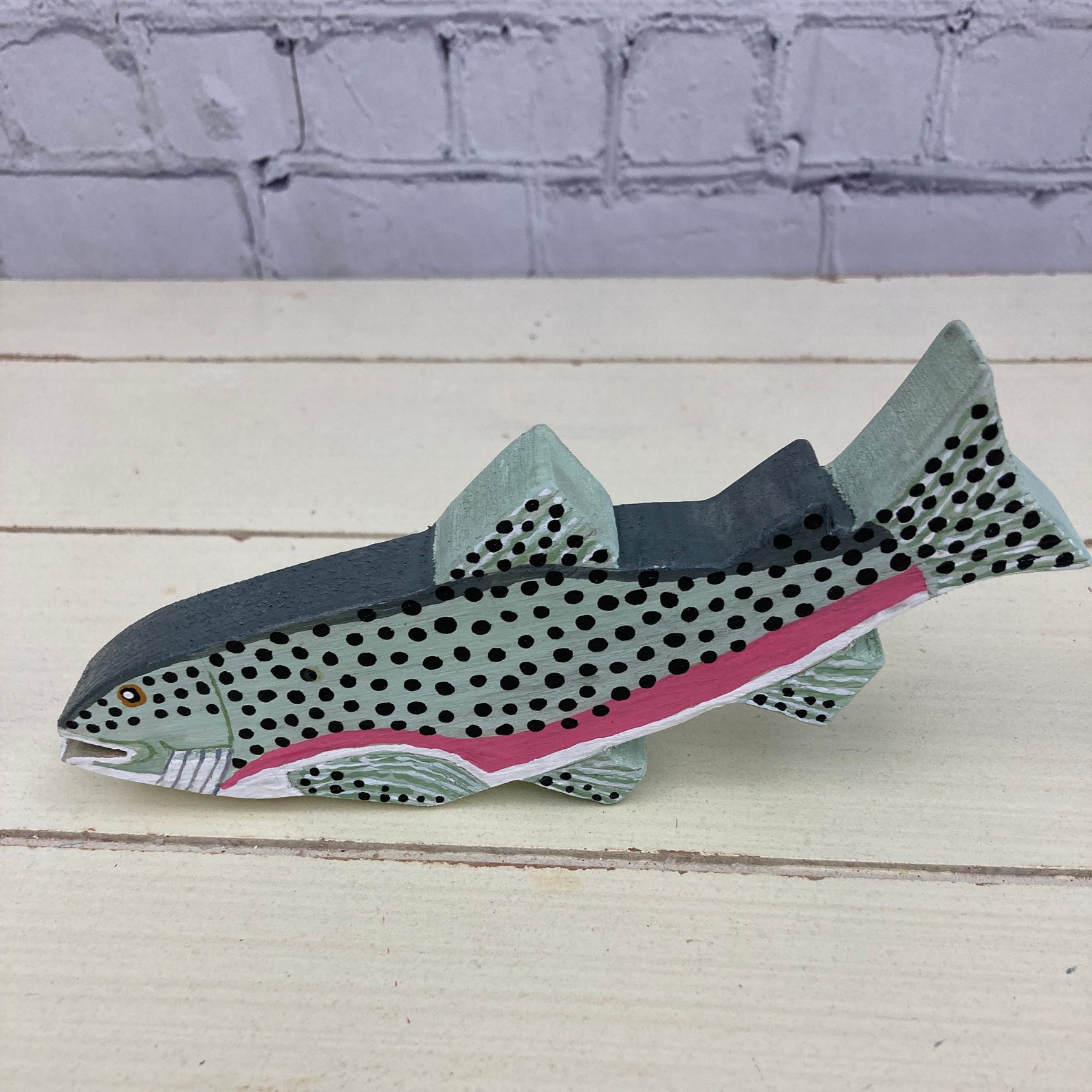 Small Curved Rustic Rainbow Trout Hand Carved and Painted - Etsy