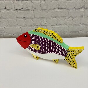Whimsical Wooden Fish; Hand Painted Brightly Colored Fish, Patio or ...