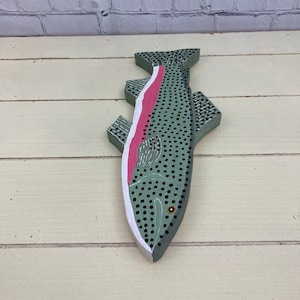 Rustic Rainbow Trout Hand Carved and Painted, Wooden Folk Art Fish ...