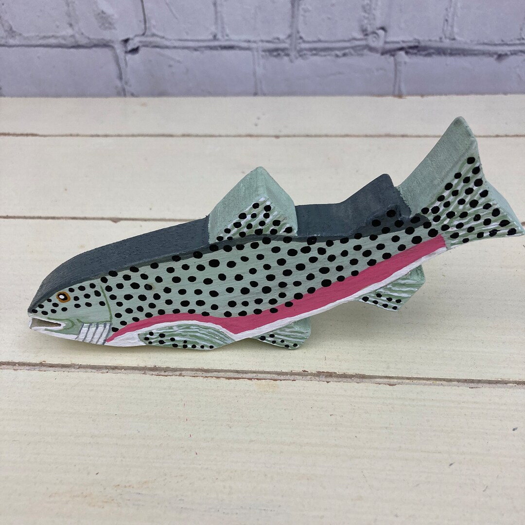 Small Curved Rustic Rainbow Trout Hand Carved and Painted - Etsy