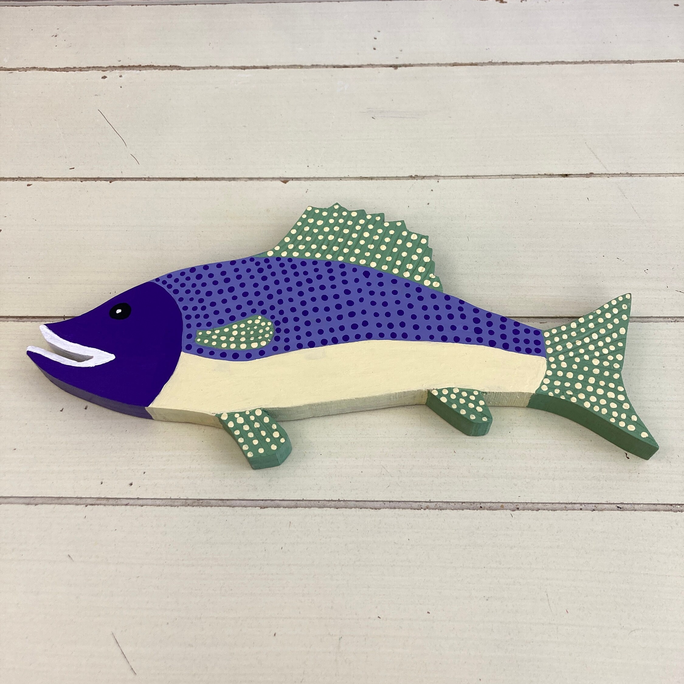 Whimsical Wooden Fish; Hand Painted Brightly Colored Fish, Patio or ...