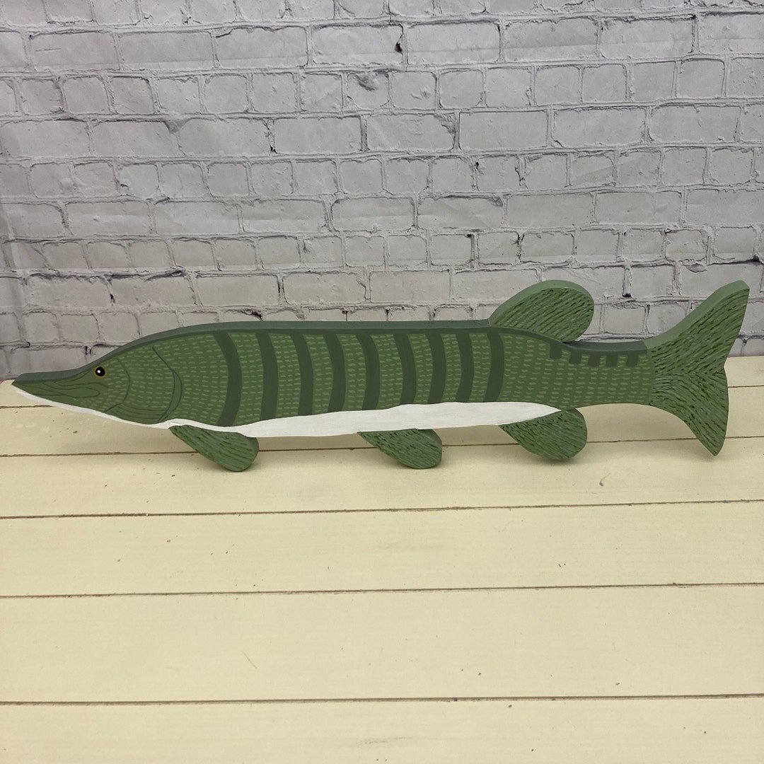 Northern Pike Hand Carved and Painted Folk Art Wooden Fish - Etsy