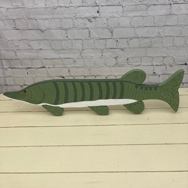 Northern Pike Hand Carved and Painted Folk Art Wooden Fish - Etsy