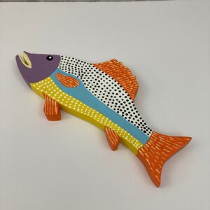 Whimsical Wooden Fish Hand Painted Brightly Colored Fish, Patio or Pool ...