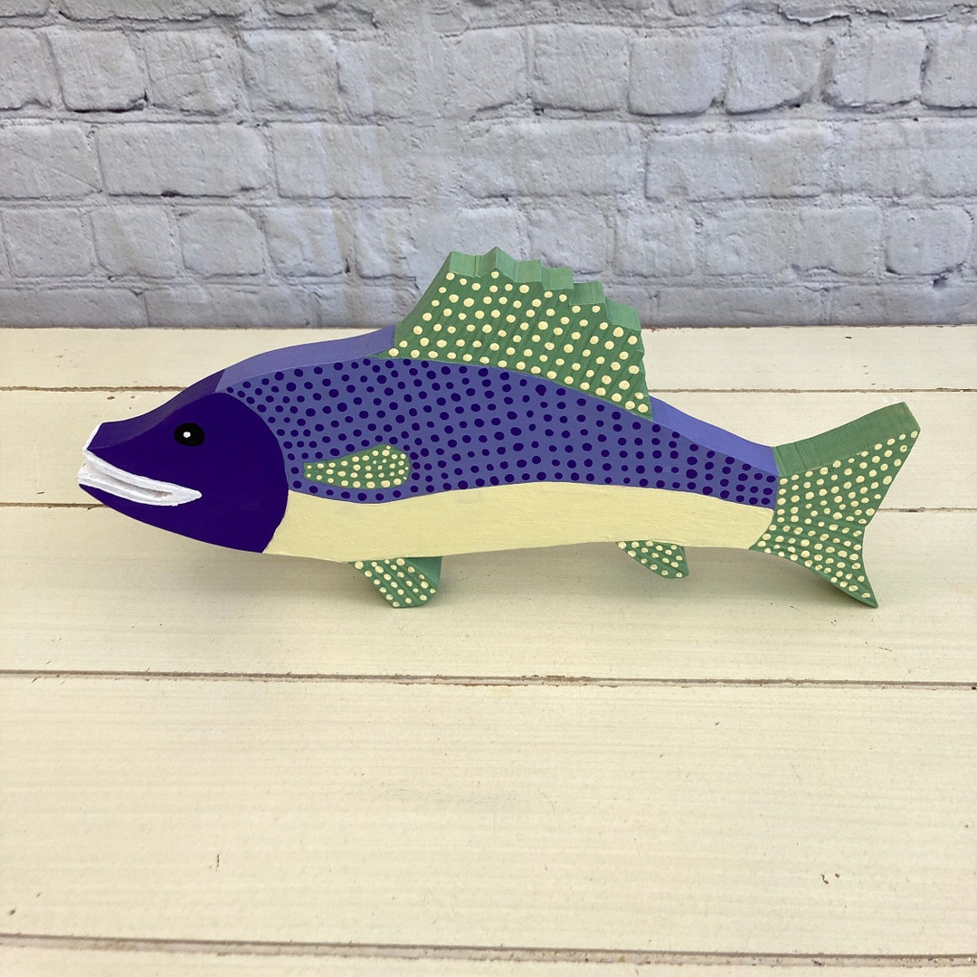 Whimsical Wooden Fish Hand Painted Brightly Colored Fish, Patio or Pool ...