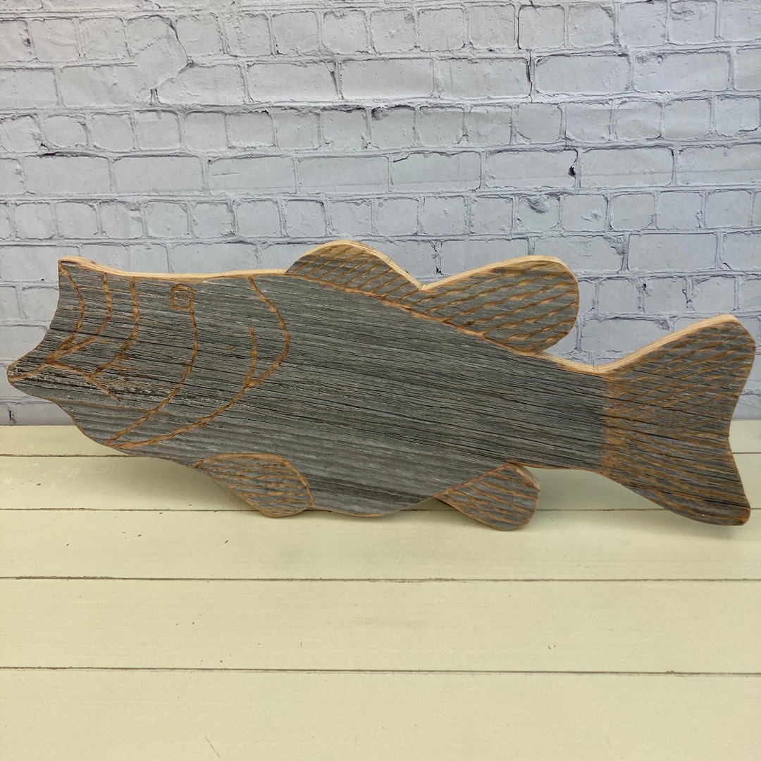 Largemouth Bass Made From Reclaimed Barnwood,hand Carved Folk Art ...