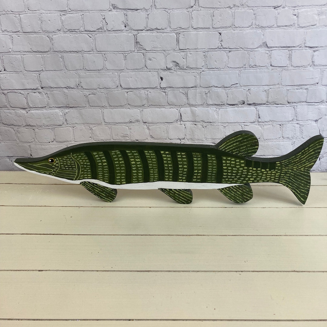 Northern Pike Hand Carved and Painted Folk Art Wooden Fish - Etsy