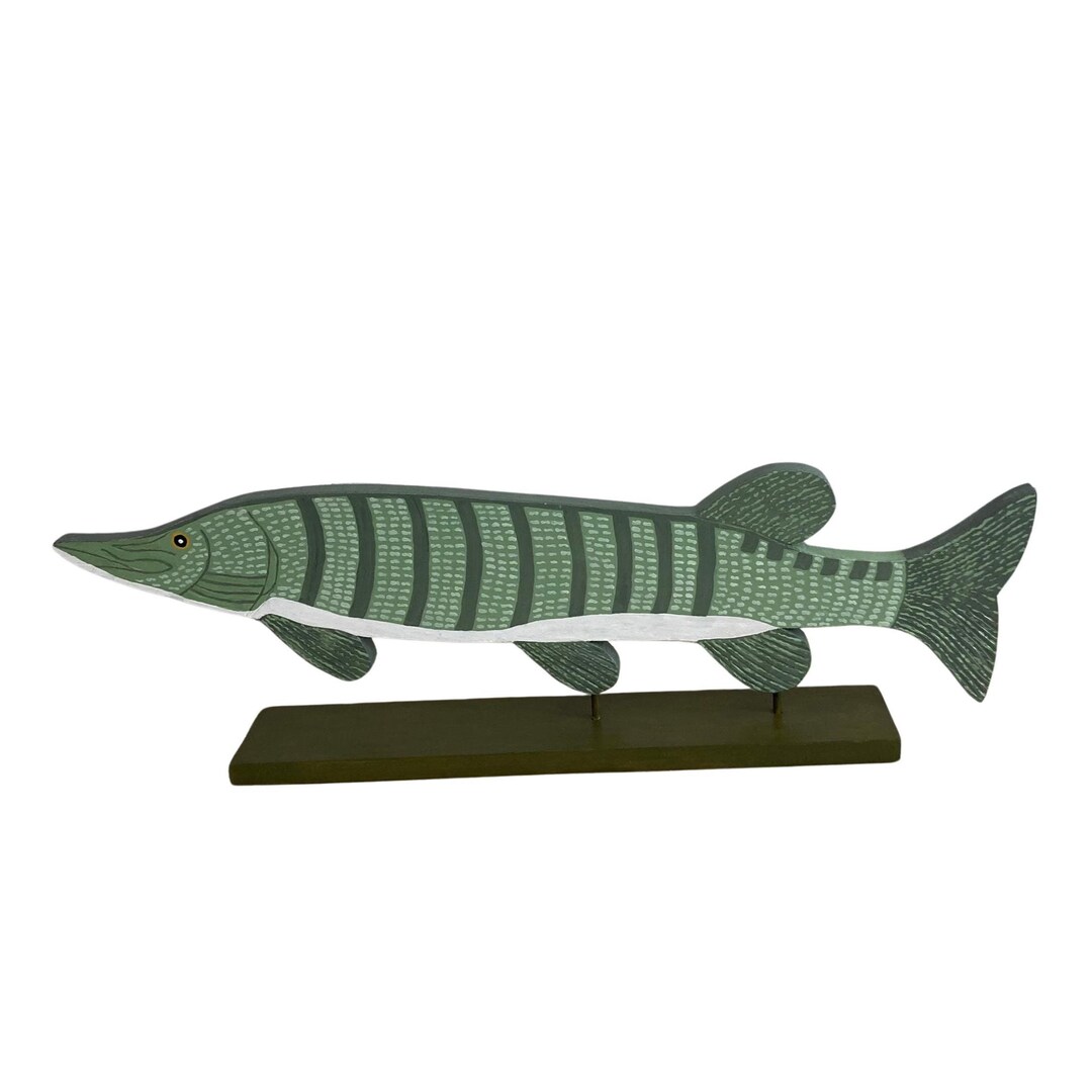 Northern Pike Hand Carved and Painted Folk Art Wooden Fish, Wood Fish ...