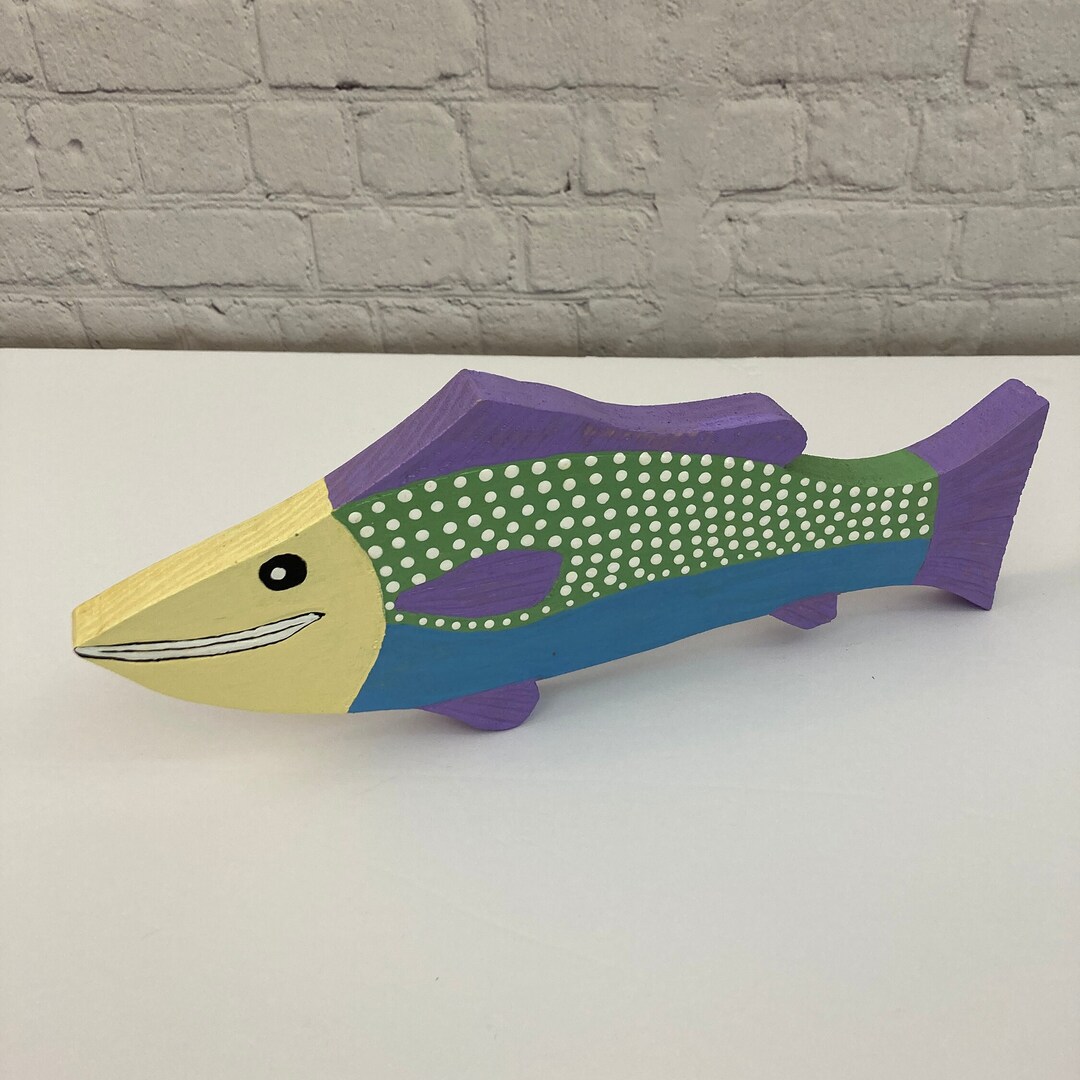 Whimsical Wooden Fish; Hand Painted Brightly Colored Fish, Patio or ...
