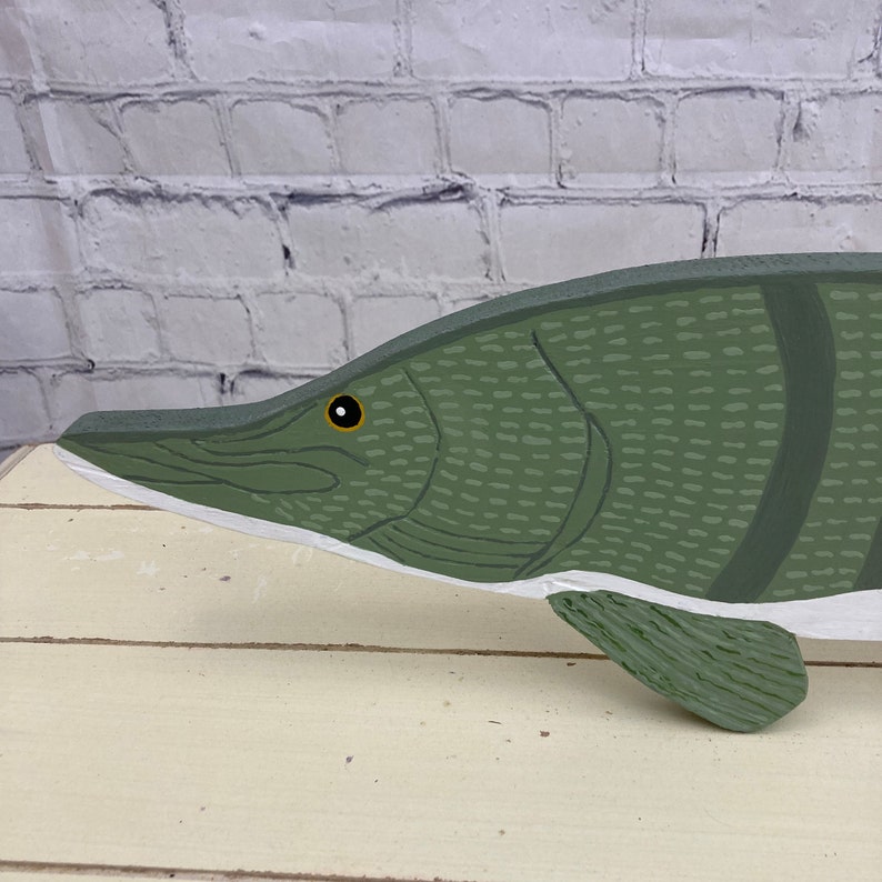 Northern Pike Hand Carved and Painted Folk Art Wooden Fish - Etsy