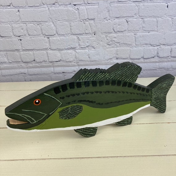 Signs Home & Living Smallmouth Bass Hand Carved Painted Wooden Fish ...