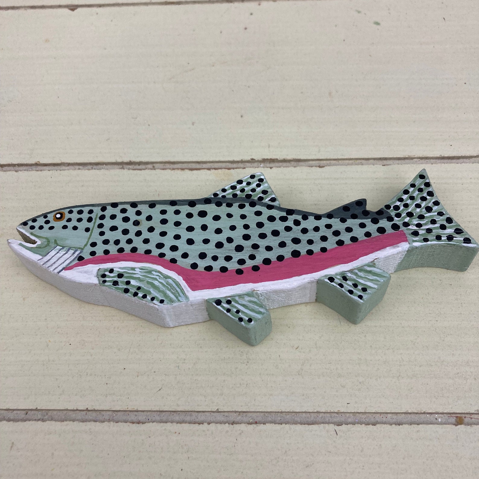 Small Curved Rustic Rainbow Trout Hand Carved and Painted - Etsy