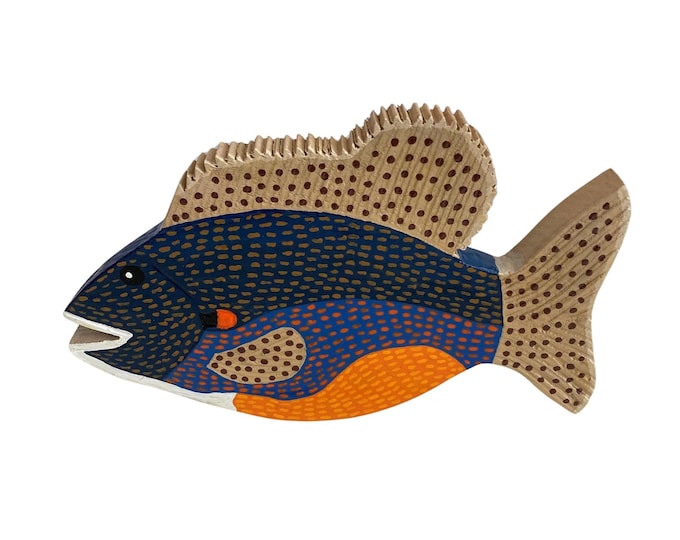 Sunfish, Hand Painted Wooden Fish, Folk Art Fish Wood, Wood Fish Wreath ...