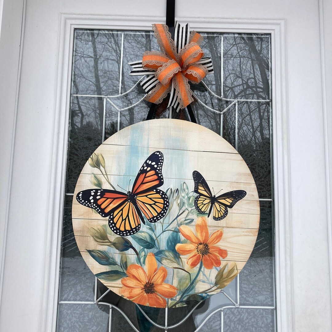Butterfly Door Hanger; Monarch Butterfly Front Door Decor; Spring ...