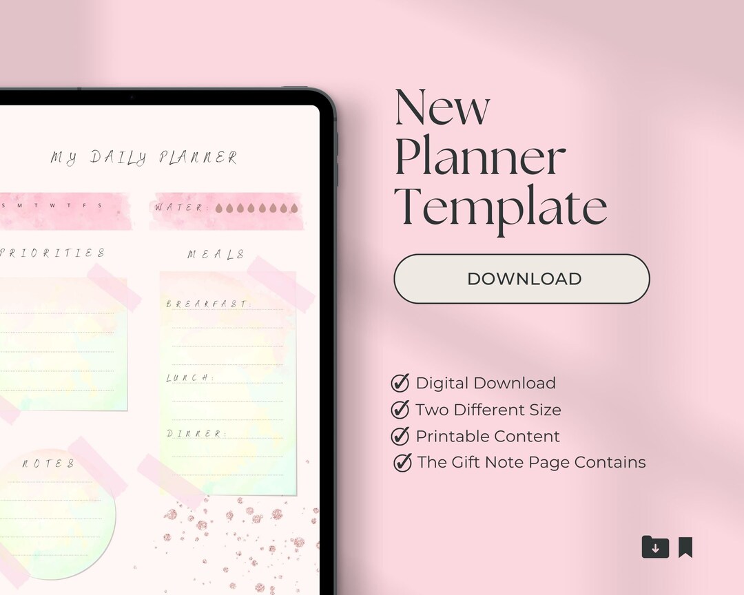 Digital Daily Planner Printable Template Daily Schedul Minimalist Style ...