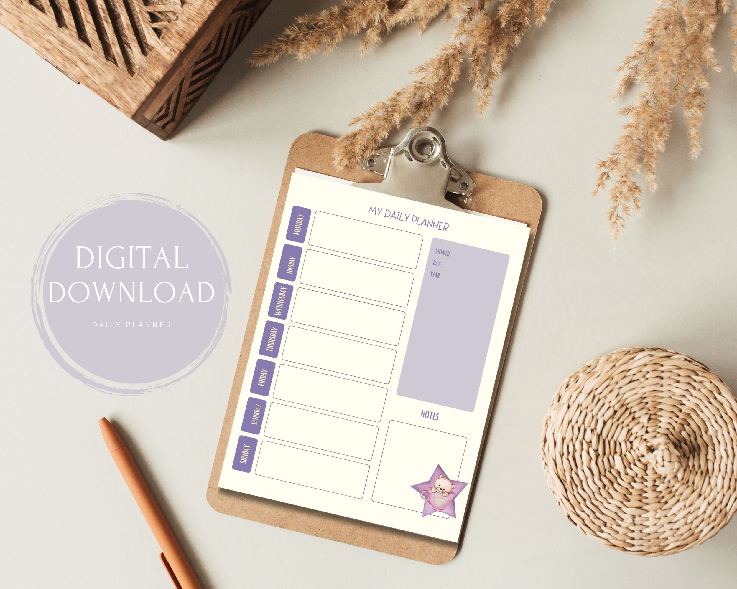 Digital Daily Planner Printable Template Daily Schedul Enjoy Style Page ...