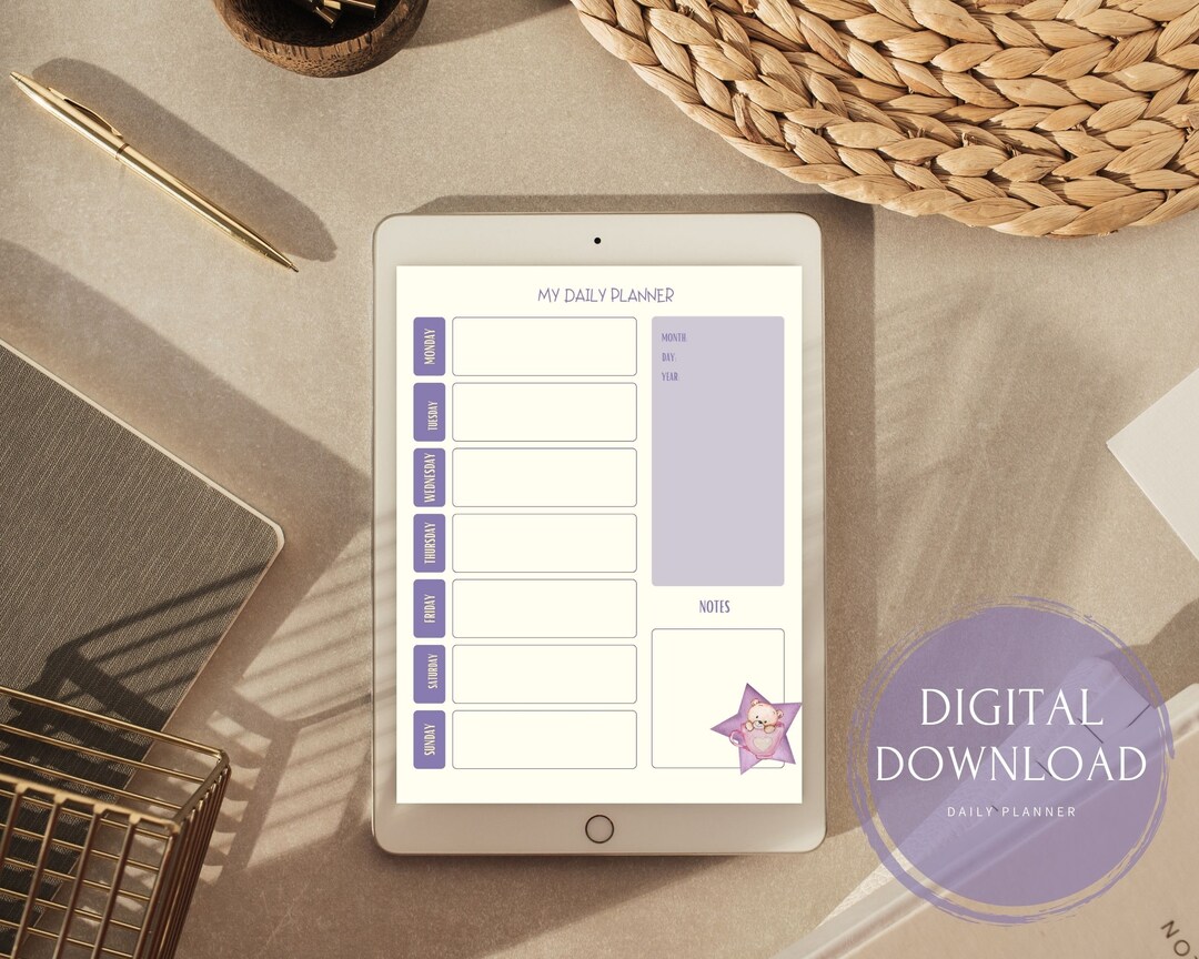 Digital Daily Planner Printable Template Daily Schedul Enjoy Style Page ...