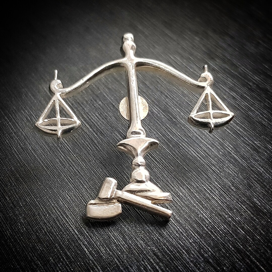 925 Sterling Silver Scales of Justice Lapel Pin Special Jewelry for Men ...