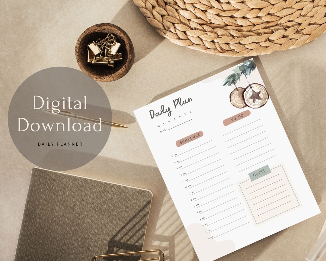 Digital Daily Planner Printable Template Daily Schedul Soft Style Page ...