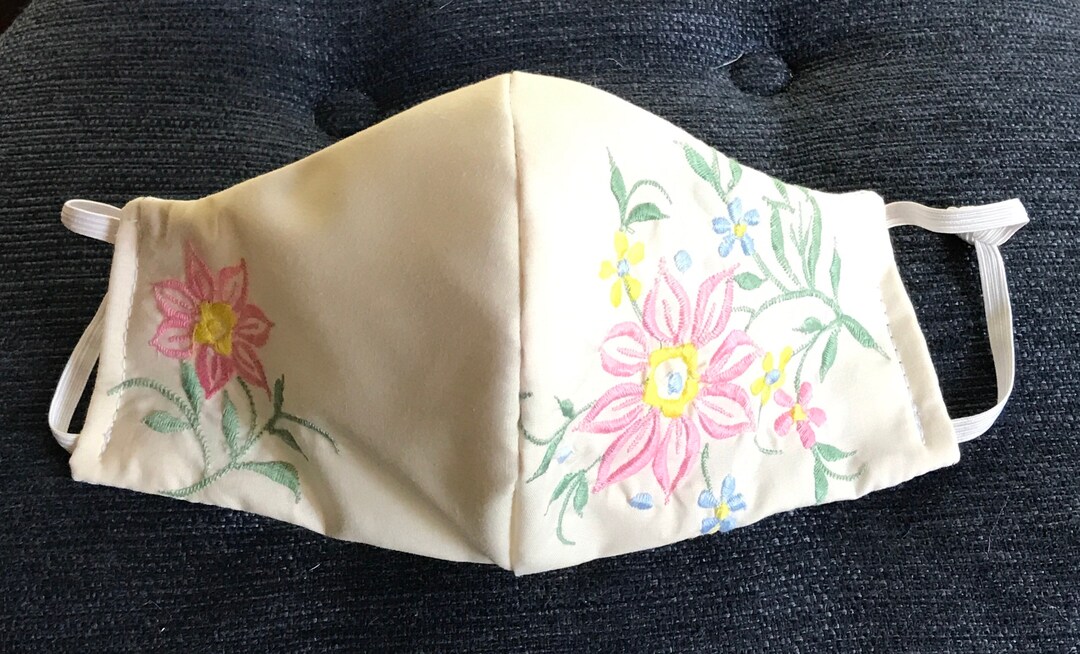3 Layers- Wedding Embroidered Cotton Handmade Fabric Masks With Pocket ...