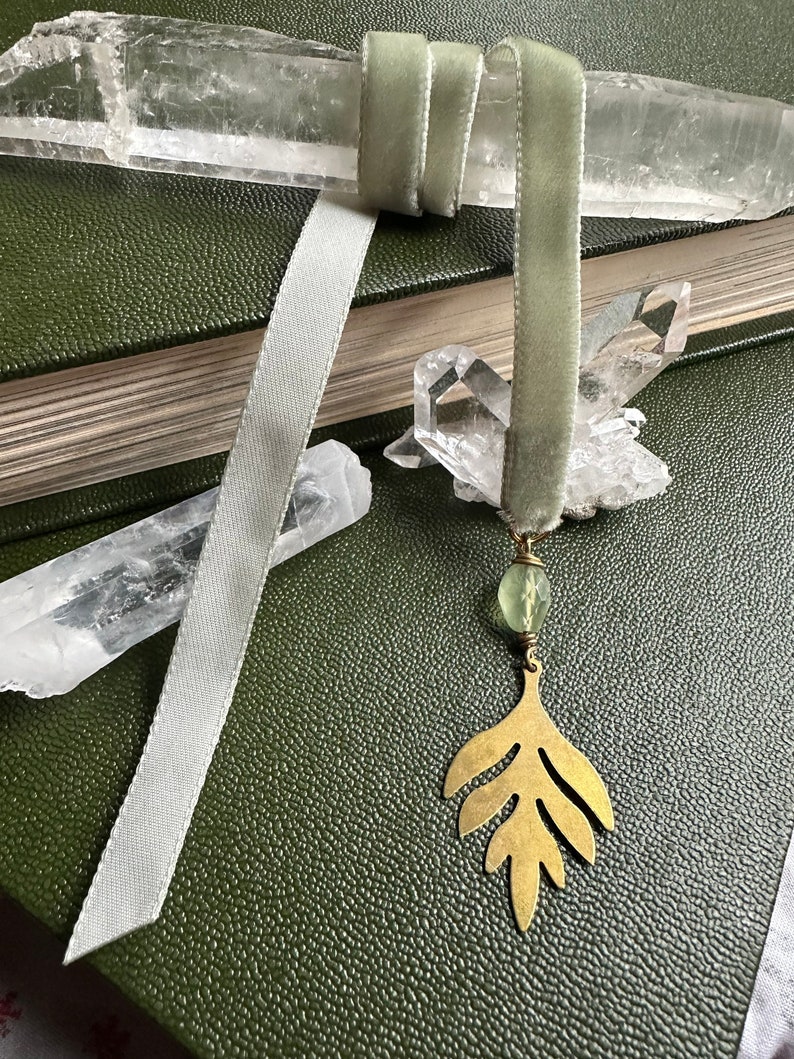 Jade Green Velvet Bookmark - Etsy