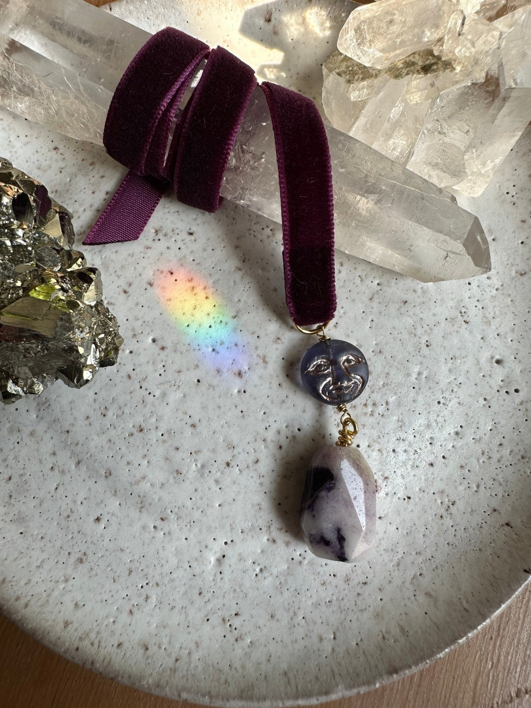 Wine / Purple / Velvet / Ribbon/ Bookmark / Cherry Blossom Agate - Etsy