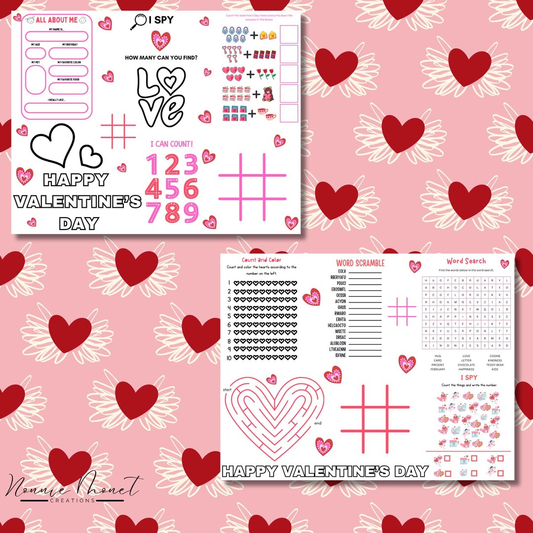 Printable Valentine's Day Activity Sheet, Valentine's Day Cards ...