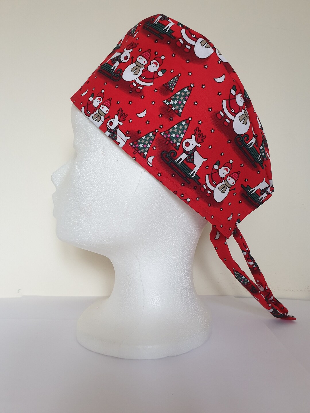 Red Fun Santa Scrub Hat - Etsy