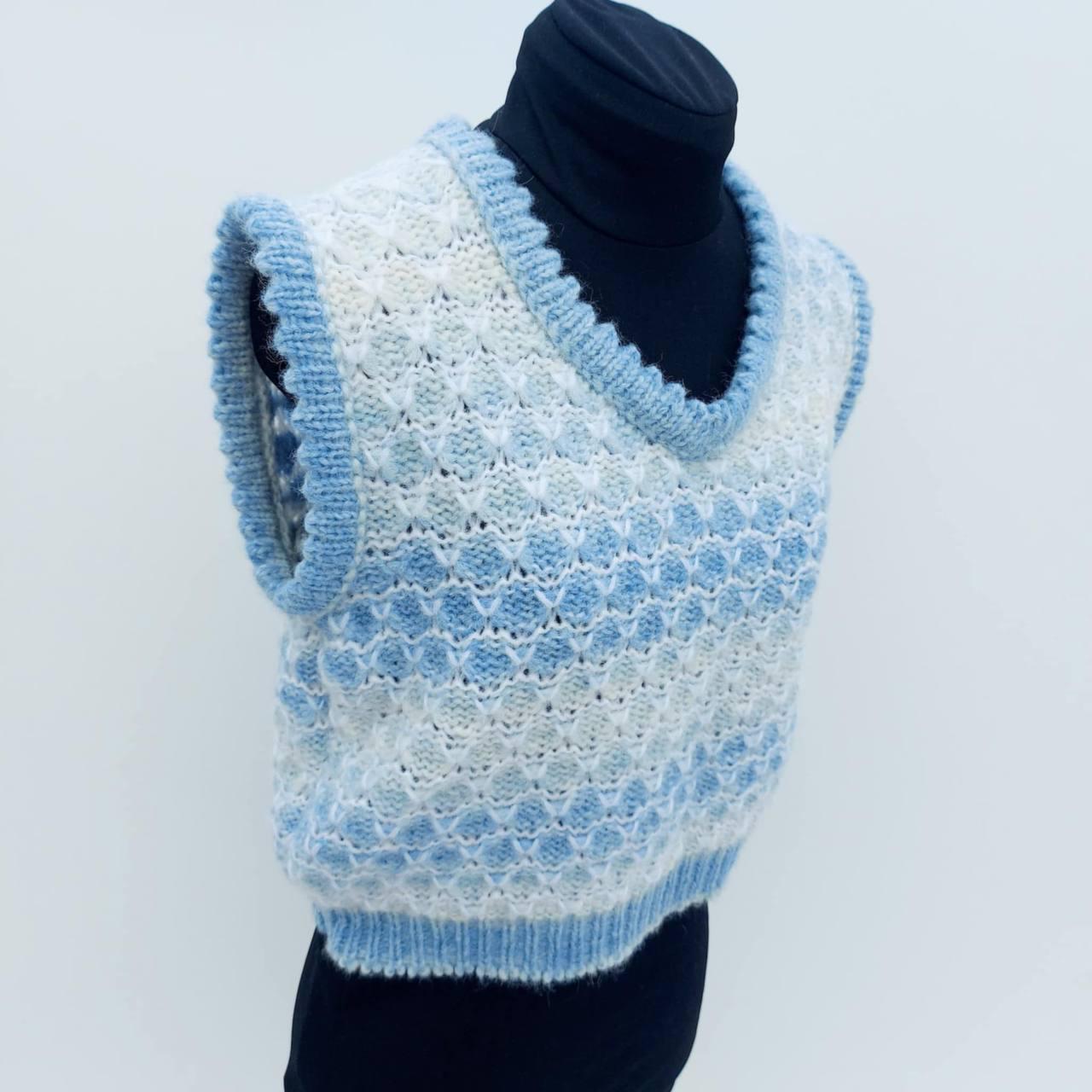 Blue Knit Vest Women Crochet Alpaca Sleevelles Vest Blue Sleeveles ...