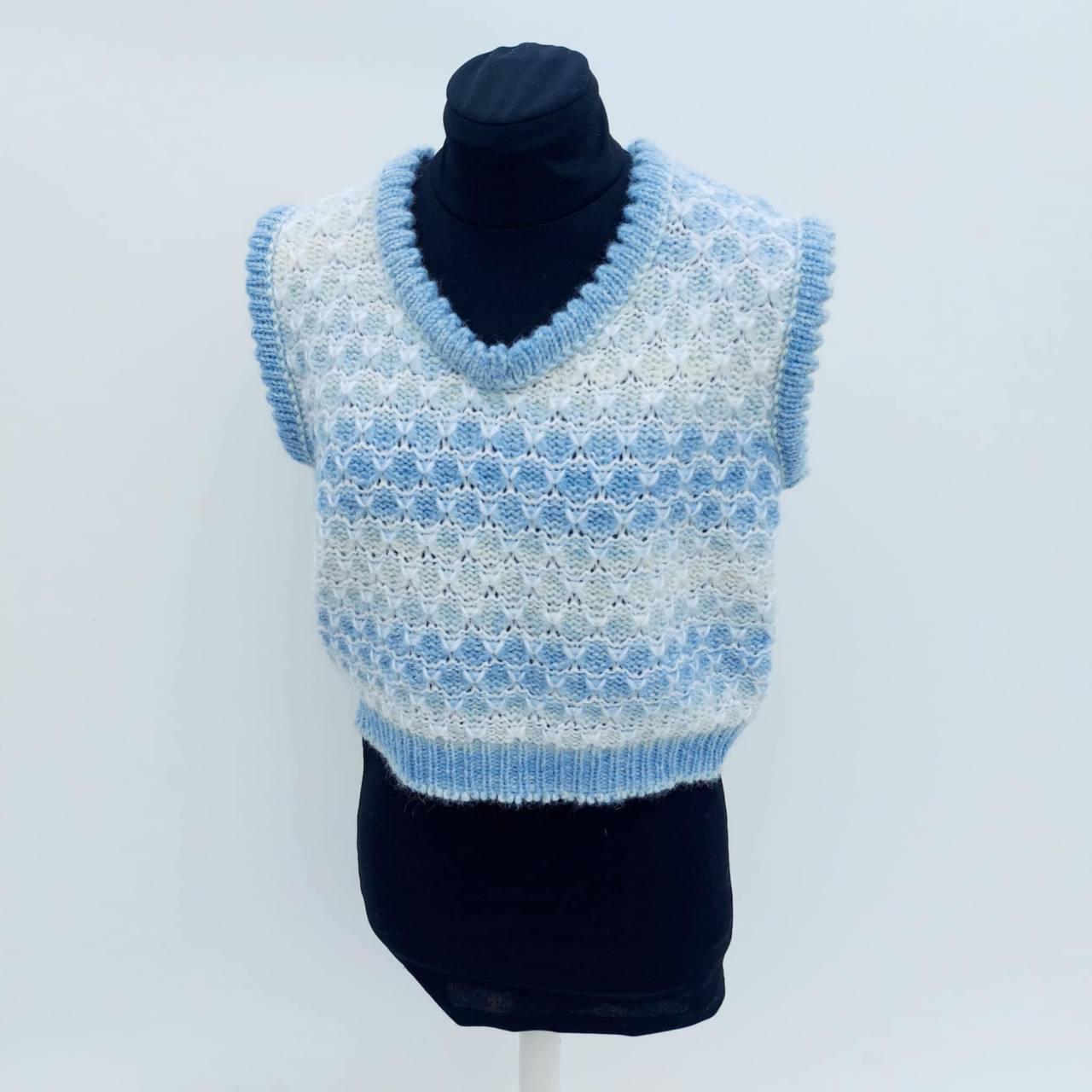 Blue Knit Vest Women Crochet Alpaca Sleevelles Vest Blue Sleeveles ...