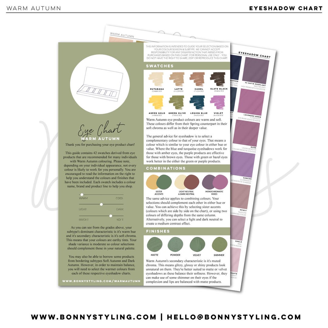 Warm Autumn - Eye Product Chart [seasonal Color Analysis] - Etsy