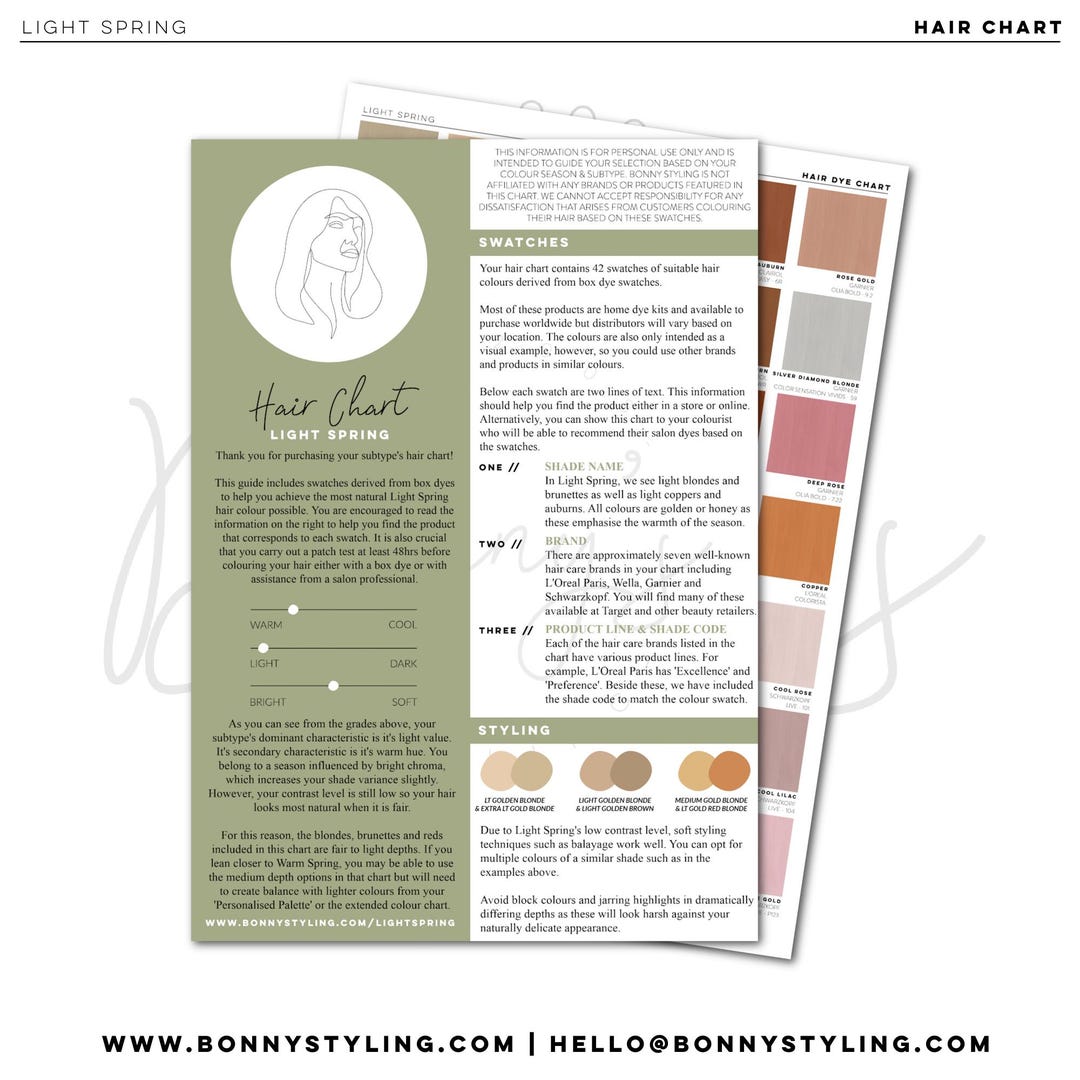 Light Spring - Hair Chart [seasonal Color Analysis] - Etsy