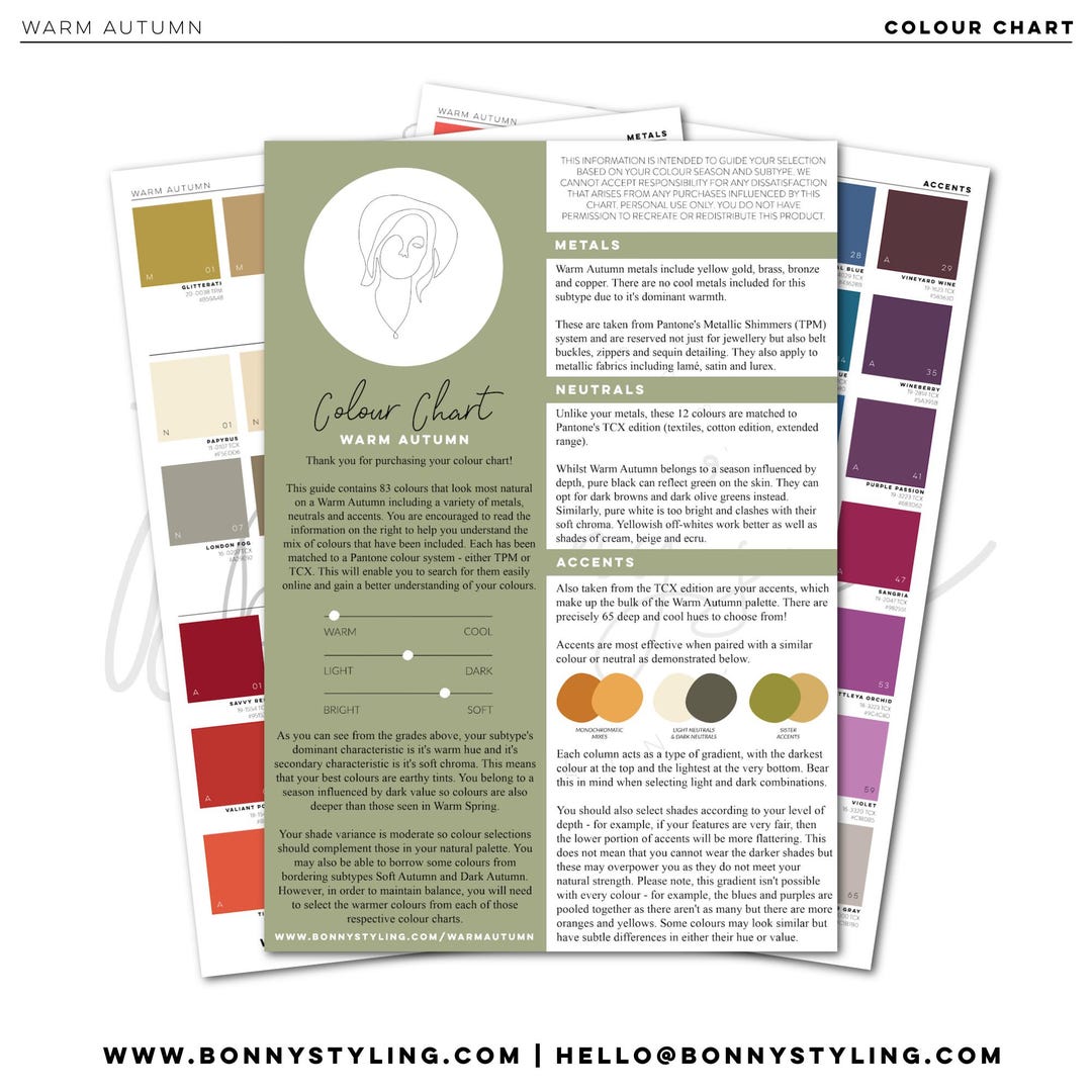 Warm Autumn - Colour Chart [seasonal Color Analysis] - Etsy