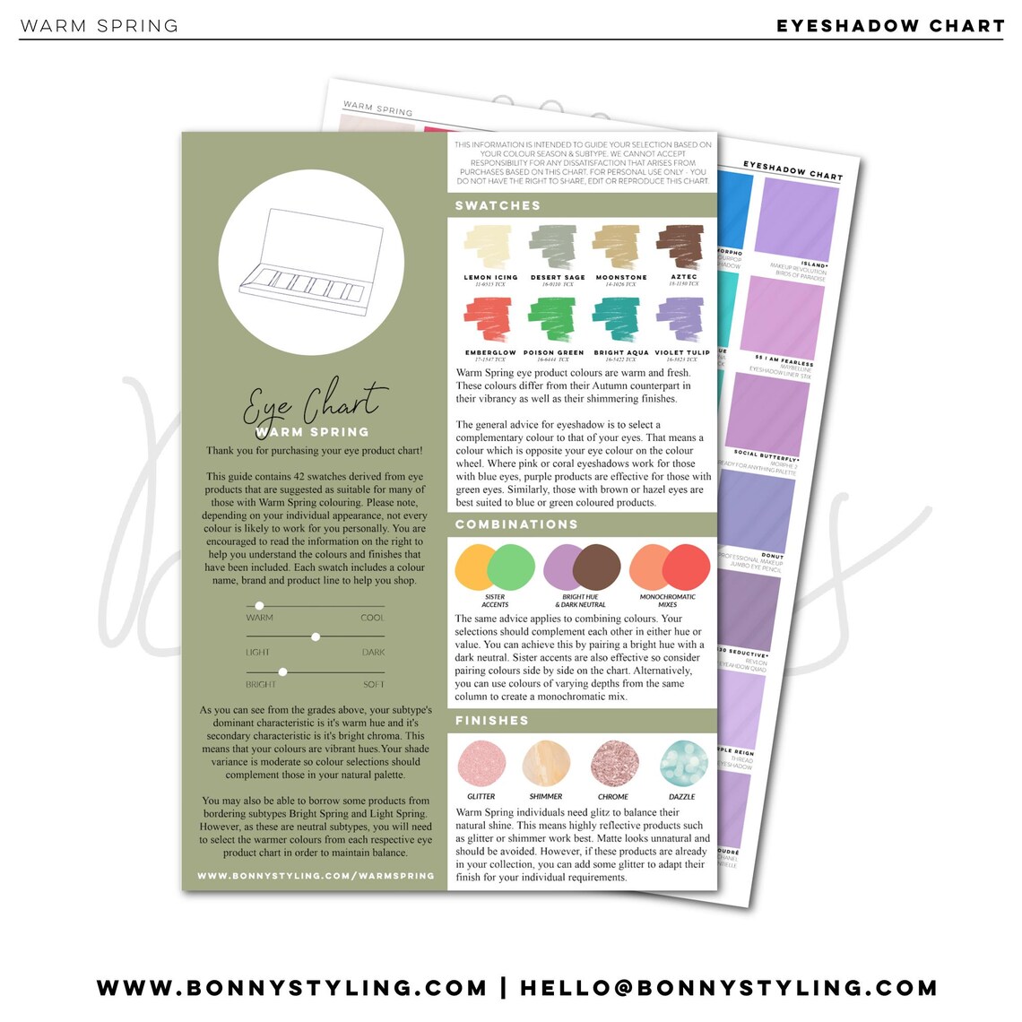 Warm Spring - Eye Product Chart [seasonal Color Analysis] - Etsy