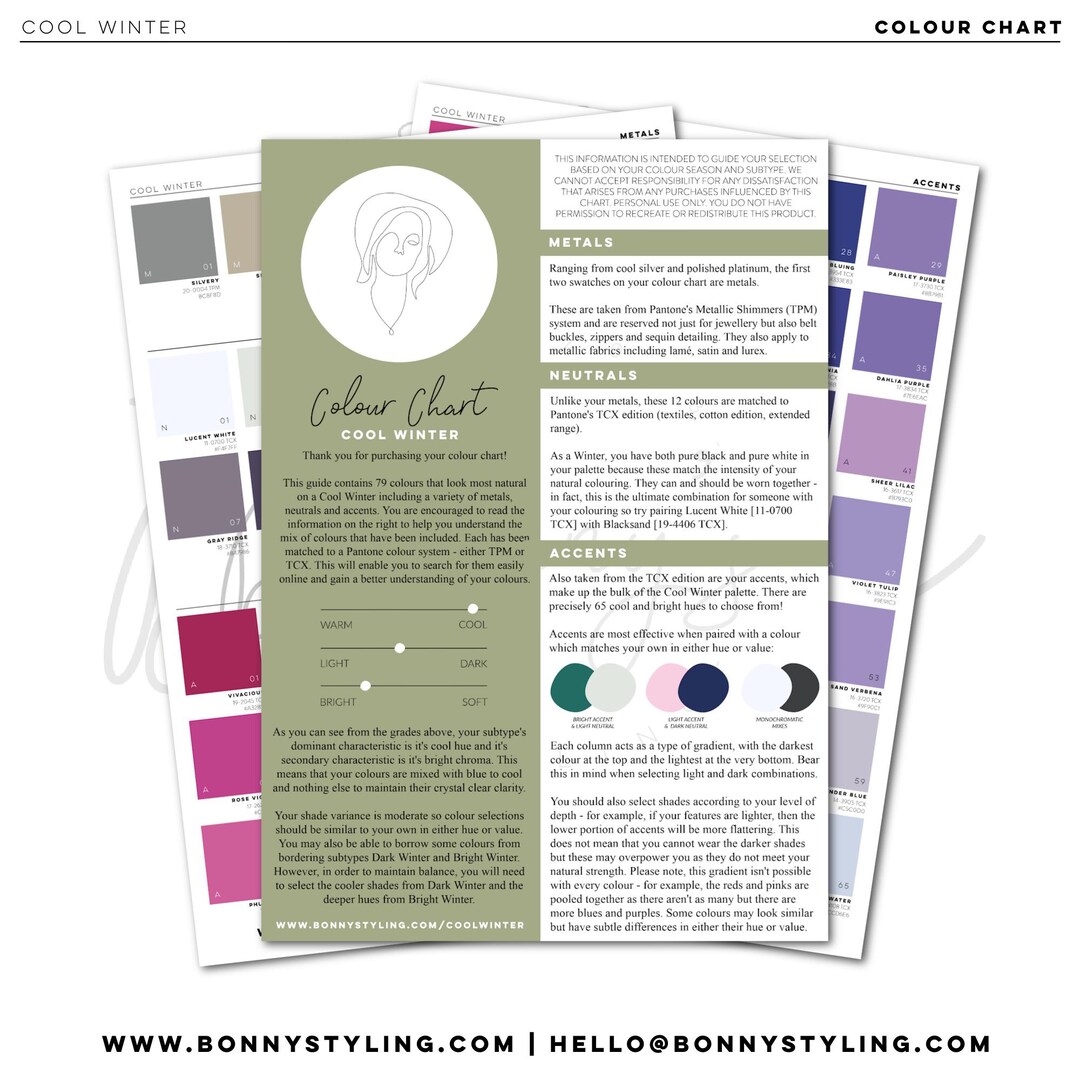 Cool Winter - Colour Chart [seasonal Color Analysis] - Etsy