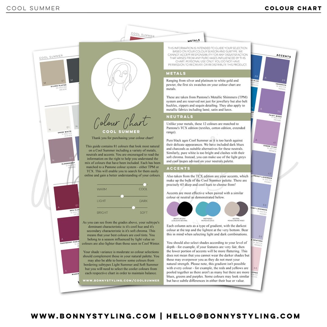 Cool Summer - Colour Chart [seasonal Color Analysis] - Etsy