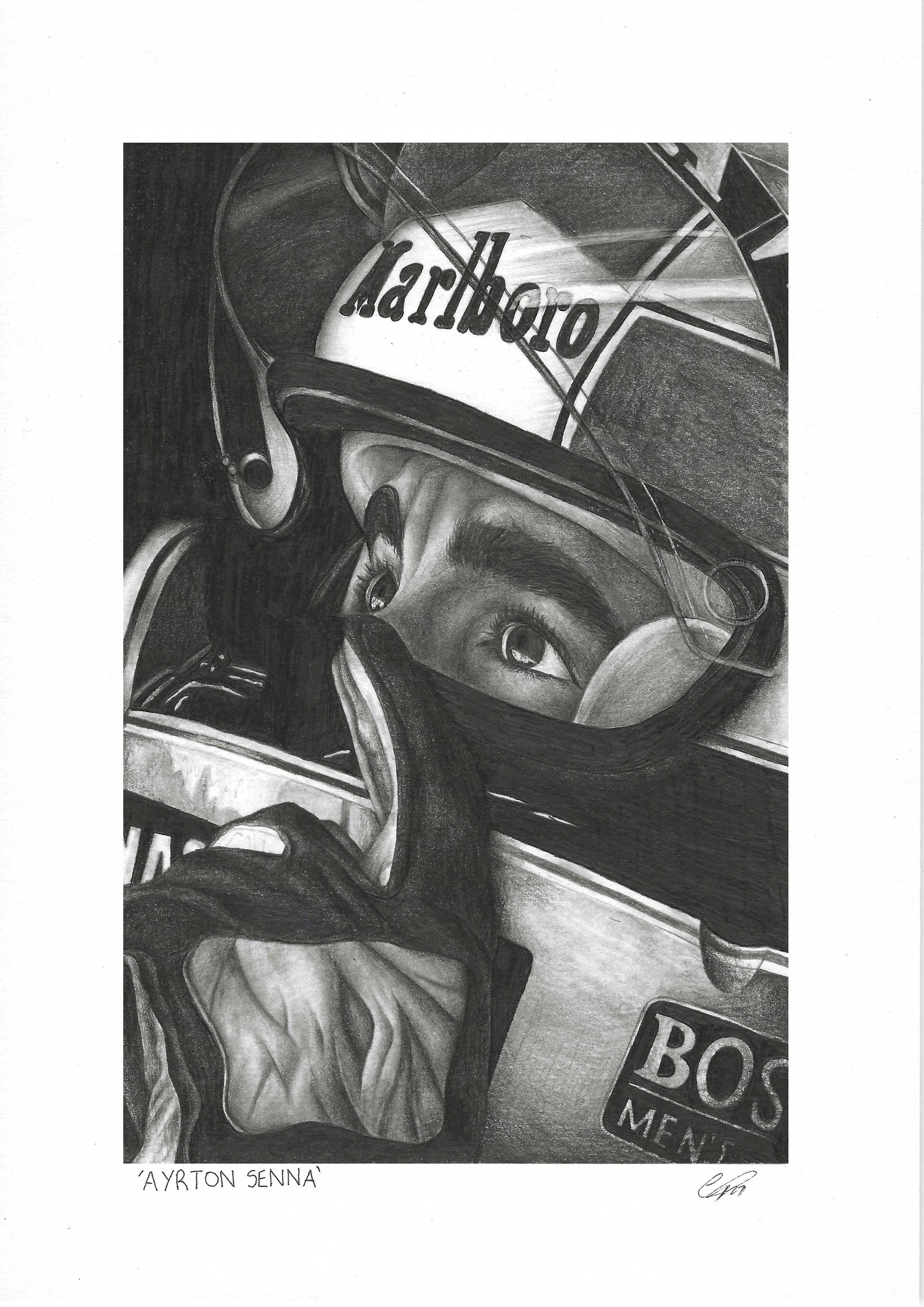 F1 Artwork Ayrton Senna Graphite Pencil Framed Print - Etsy