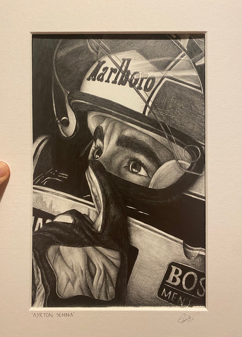F1 Artwork - Ayrton Senna Graphite Pencil - Framed Print - FREE UK ...