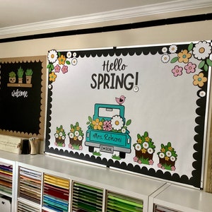Hello Spring Country Truck & Flowers Bulletin Board; Ready to Hang ...
