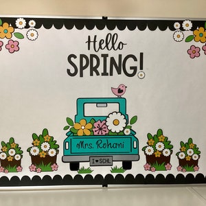 Hello Spring Country Truck & Flowers Bulletin Board; Ready to Hang ...