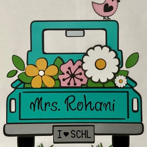 Hello Spring Country Truck & Flowers Bulletin Board; Ready to Hang ...