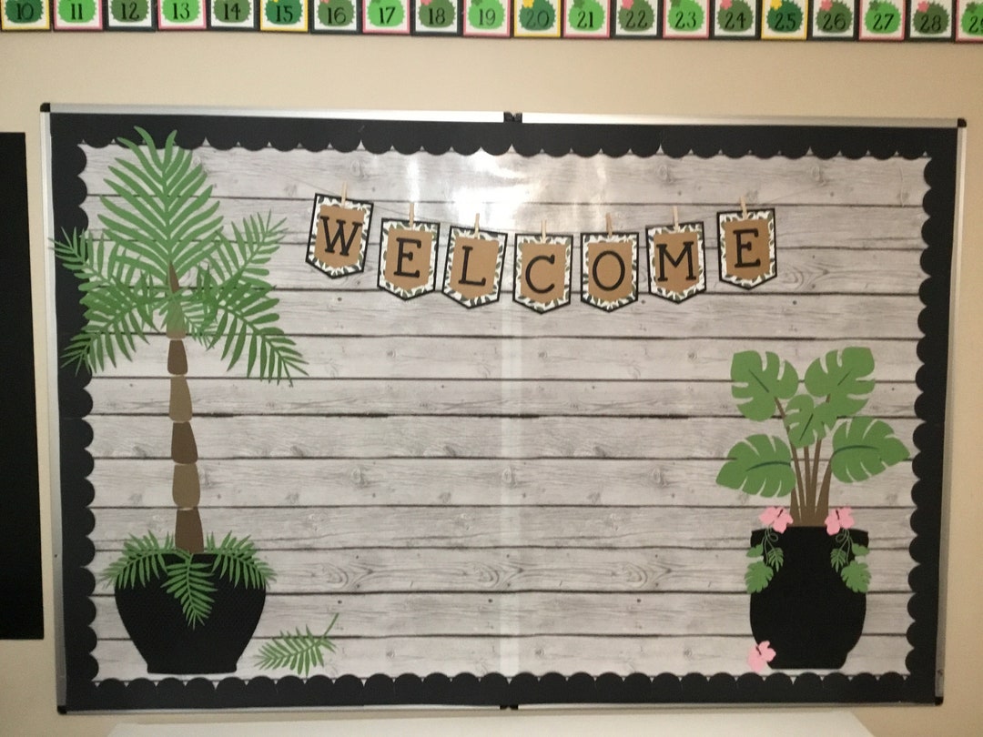 Palm Tree Bulletin Board, Plant Themed, Coffee House, School Bulletin ...
