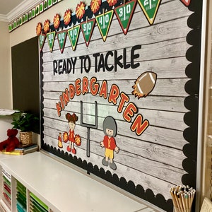 Football Themed Premade Bulletin Board Kit; Football Banner; Welcome ...