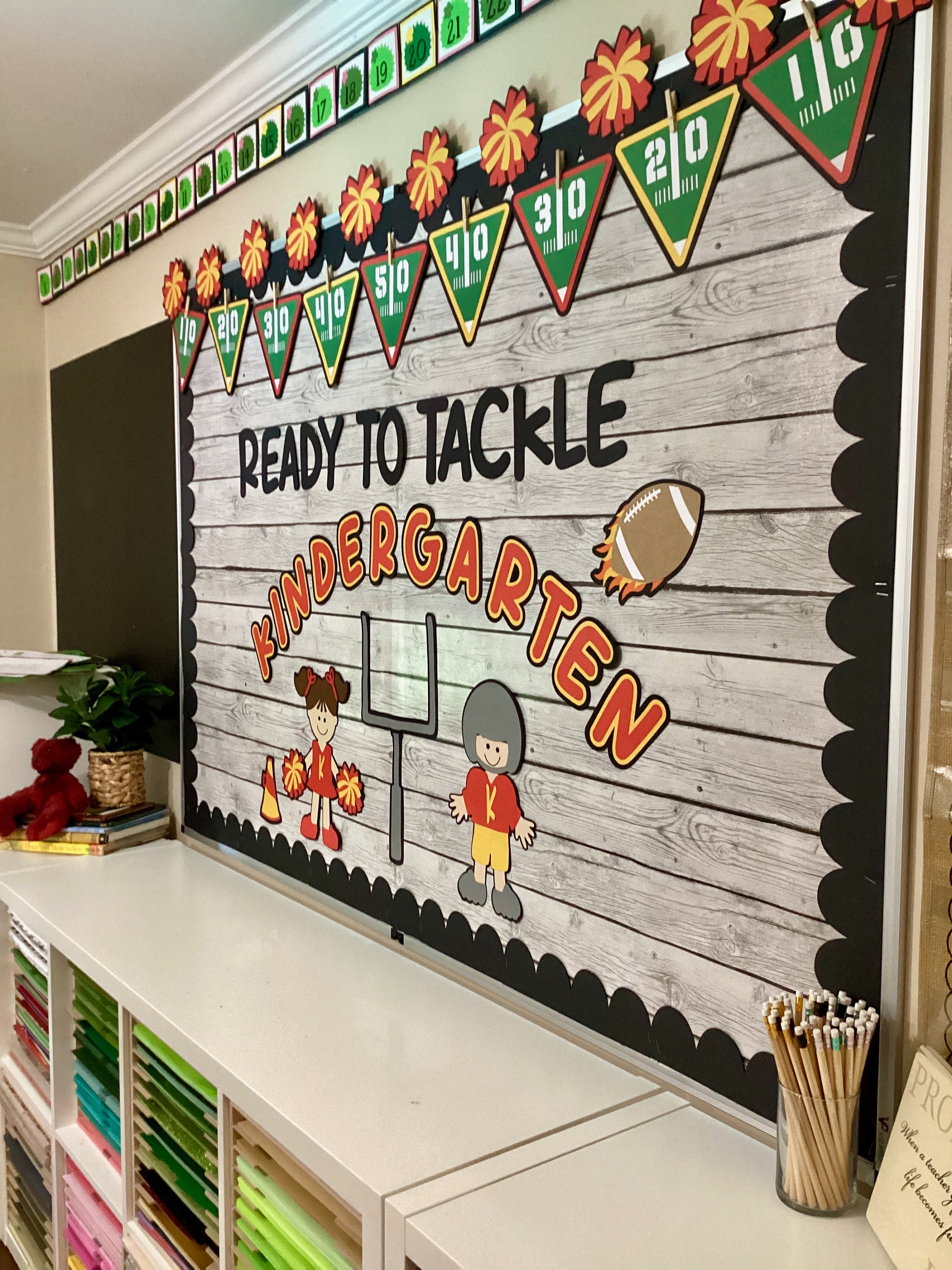 Football Themed Premade Bulletin Board Kit; Football Banner; Welcome ...