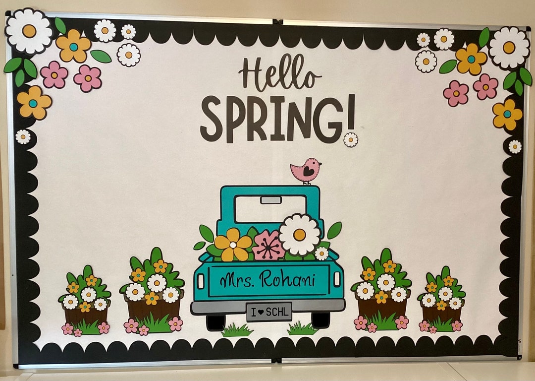 Hello Spring Country Truck & Flowers Bulletin Board; Ready to Hang ...