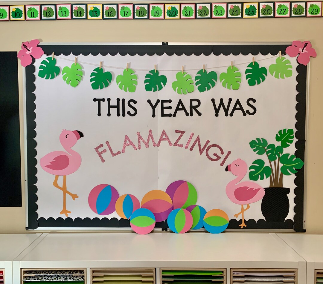 Flamingo Theme, Tropical, Pre-made, End of the Year, Bulletin Board Kit ...