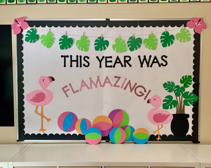 Flamingo Theme, Tropical, Pre-made, End of the Year, Bulletin Board Kit ...