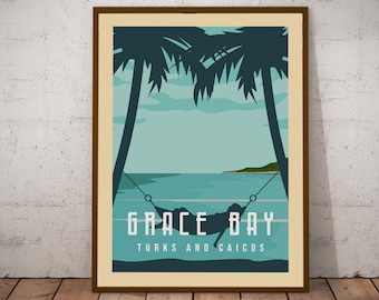 Turks and Caicos Poster Caribbean Print Tropical Travel - Etsy